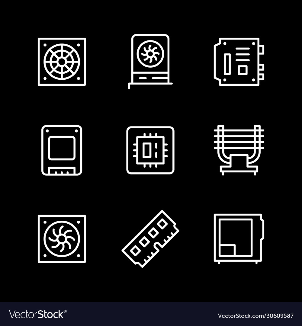 Set line icons computer components Royalty Free Vector Image