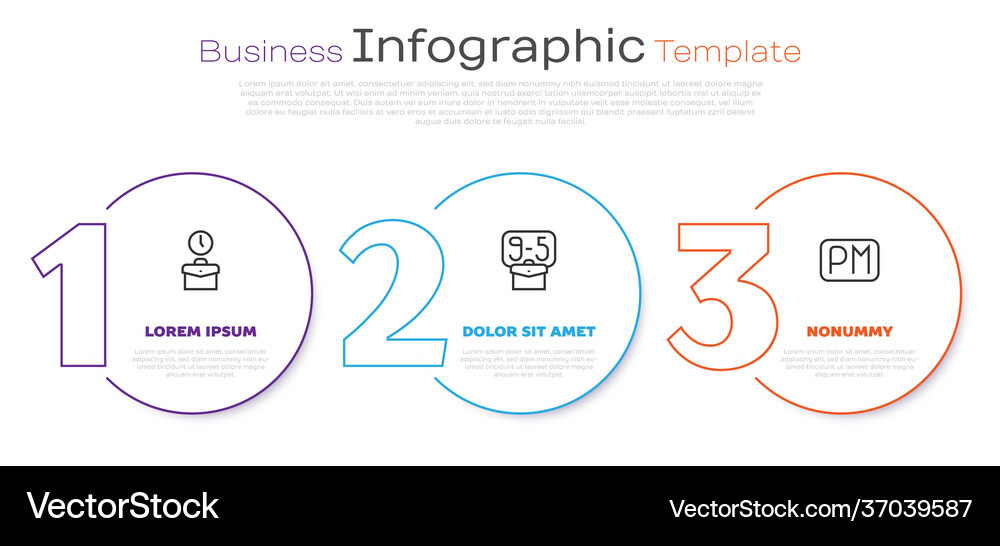 Set line work time from 9 and day business Vector Image