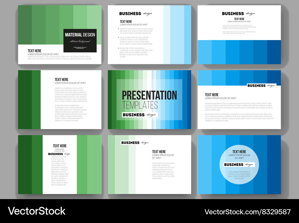 Set of 9 templates for presentation slides Vector Image