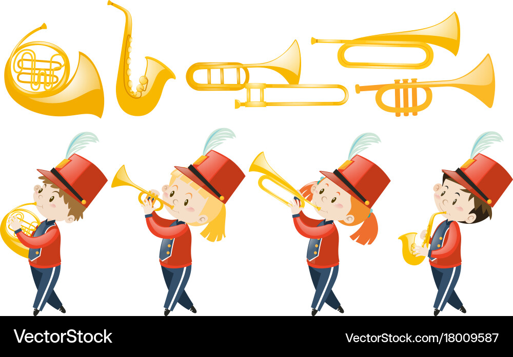 Set of children playing musical instruments Vector Image