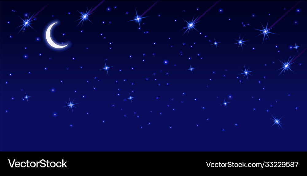 Starry sky with bright and dim stars dark Vector Image