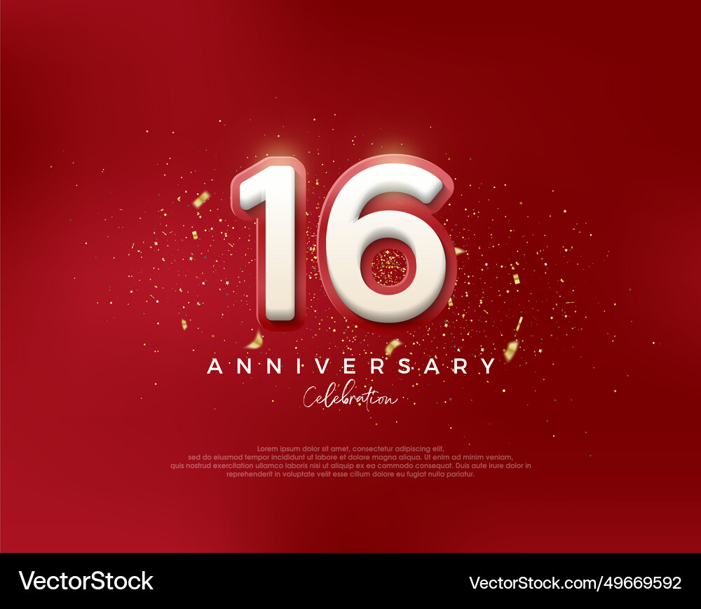 16th anniversary number with 3d white numbers Vector Image