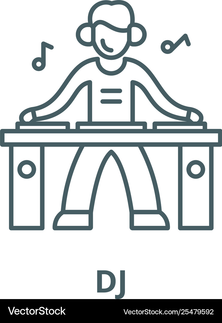 Dj line icon linear concept outline sign Vector Image