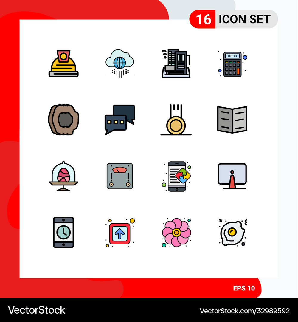 Group 16 flat color filled lines signs and Vector Image