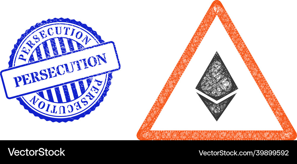 Grunge persecution badge and hatched ethereum Vector Image