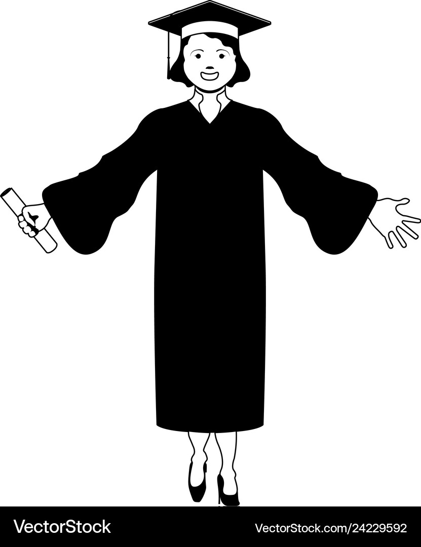 Isolated happy graduating woman Royalty Free Vector Image