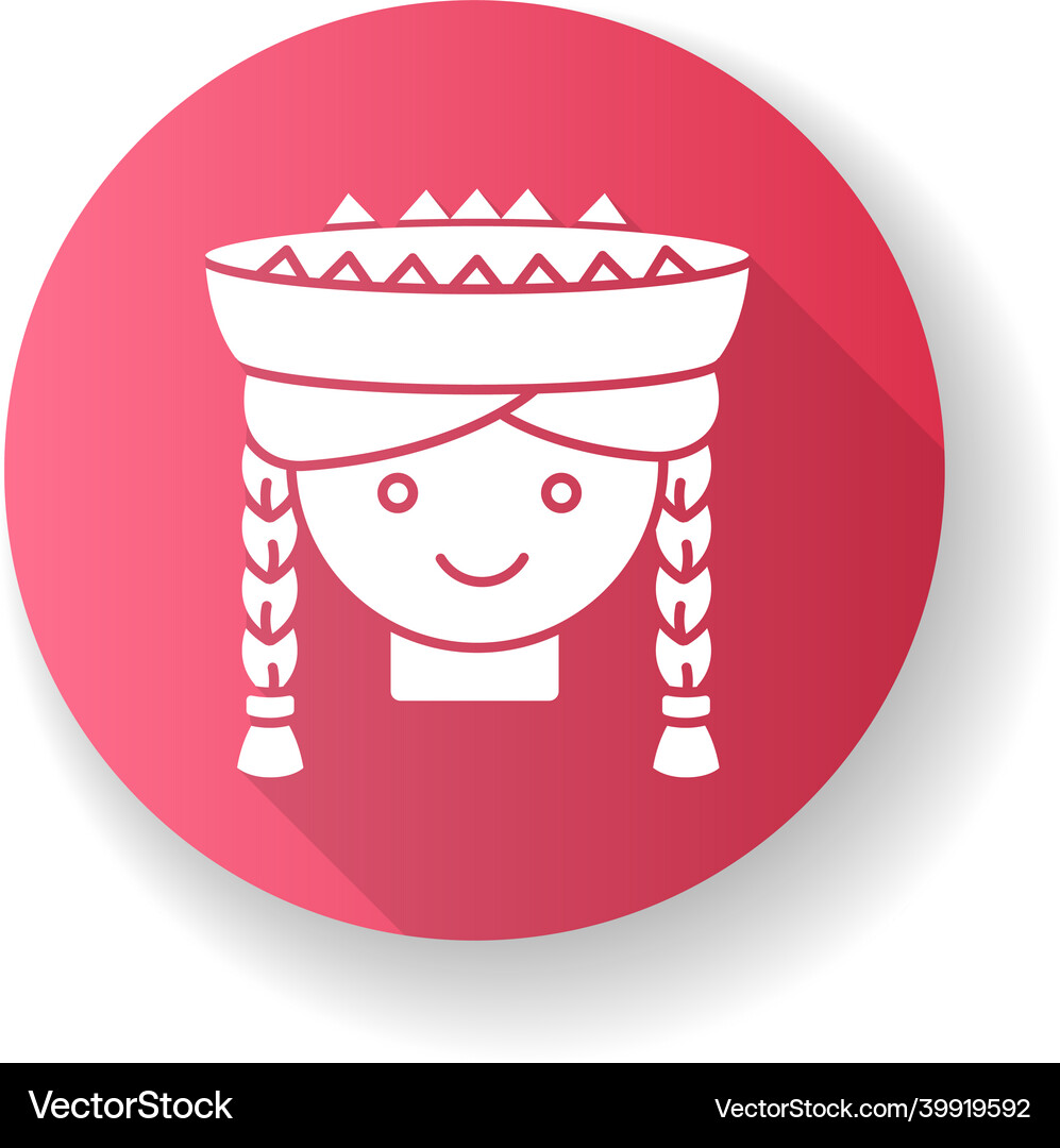 Peruvian girl pink flat design long shadow glyph Vector Image