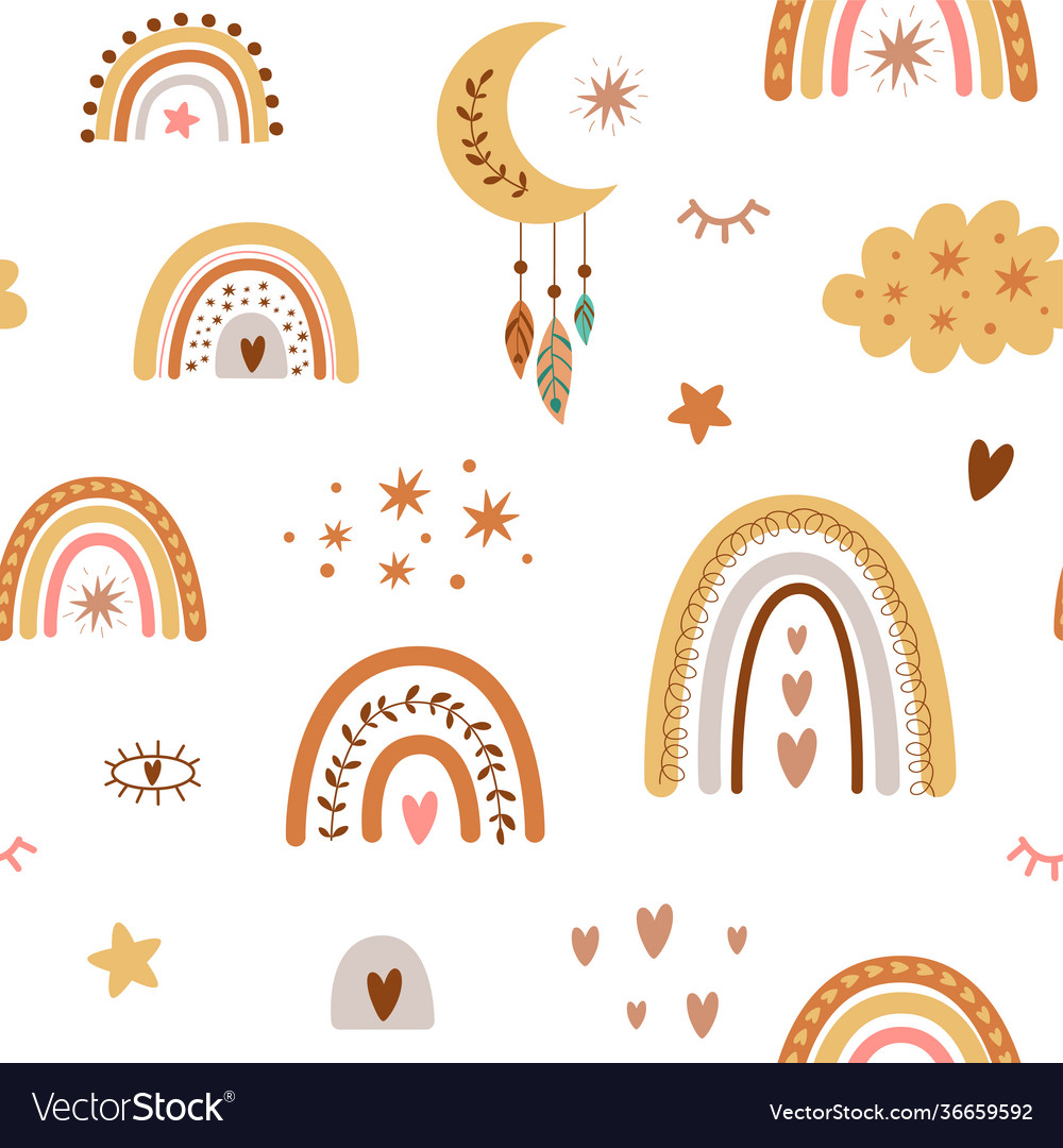 Rainbow pattern children boho pattern Royalty Free Vector