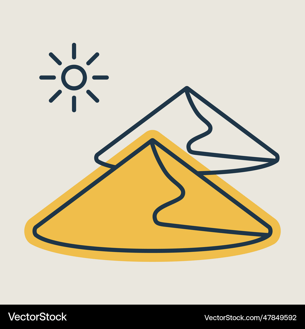 Sand dunes isolated icon nature sign graph Vector Image