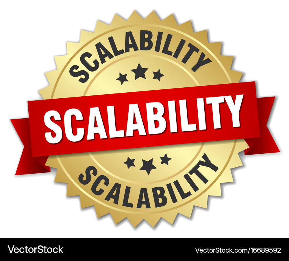 Scalability round isolated gold badge Royalty Free Vector