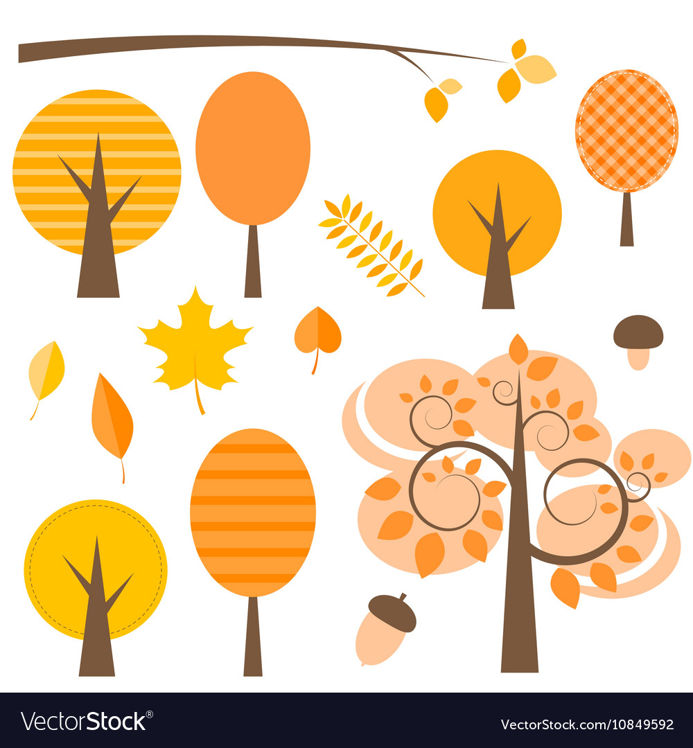 Set autumn trees Royalty Free Vector Image - VectorStock
