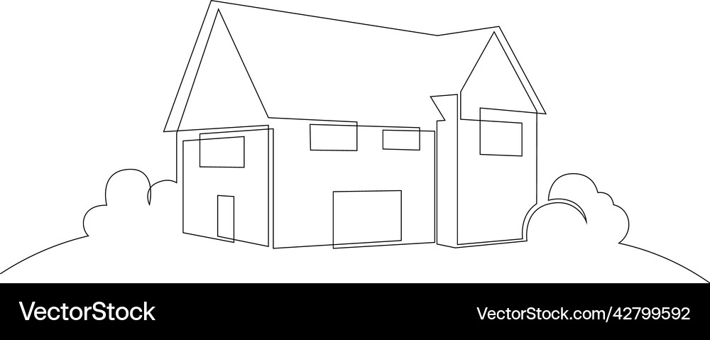 Simple country house surrounded by lush greenery Vector Image