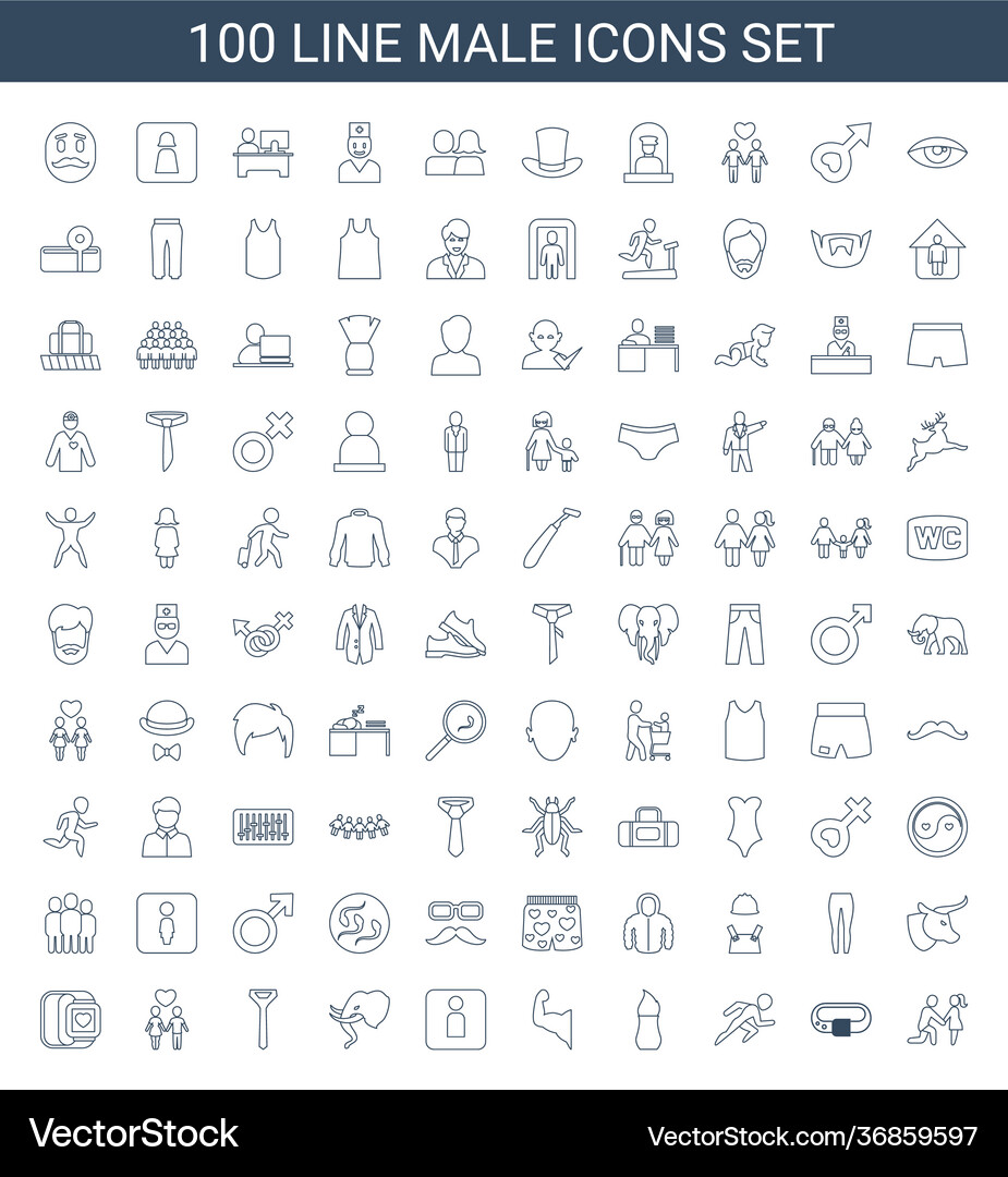 100 male icons Royalty Free Vector Image - VectorStock