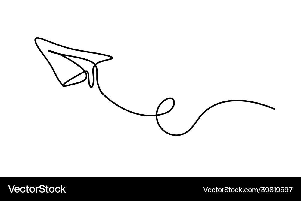Abstract paper plane as line drawing on white Vector Image
