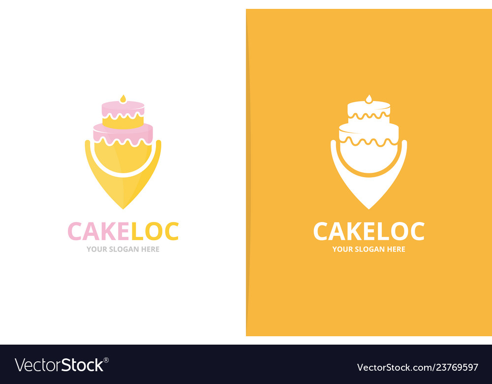 Cake and map pointer logo combination unique Vector Image
