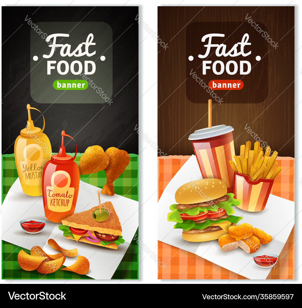 Fast food 2 vertical banners set Royalty Free Vector Image
