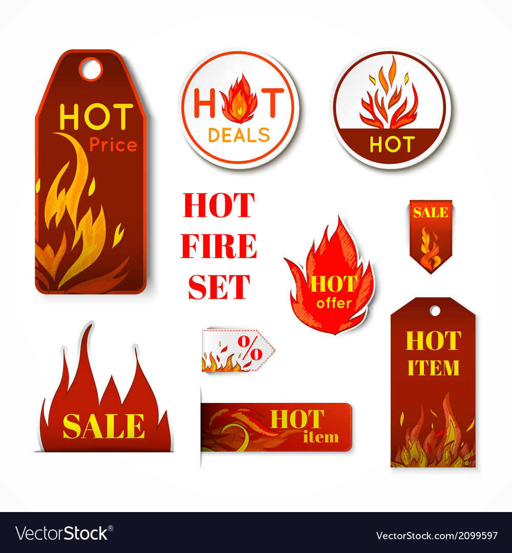 Fire label set Royalty Free Vector Image - VectorStock
