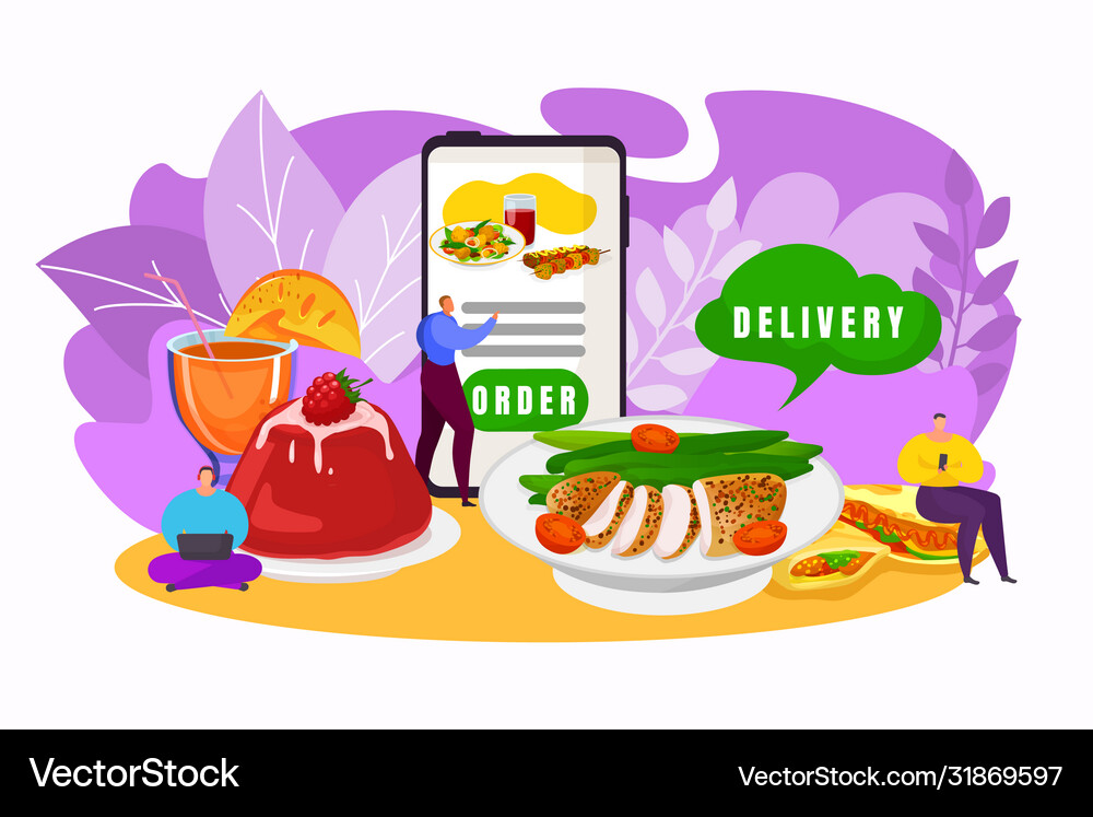 Food delivery app concept Royalty Free Vector Image