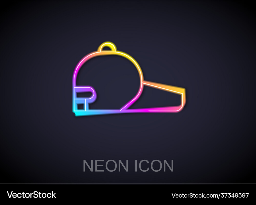 Glowing neon line baseball cap icon isolated Vector Image