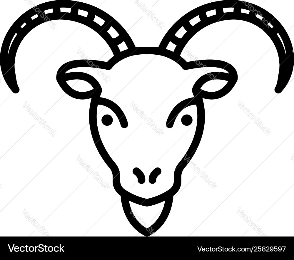 Goat head icon outline style Royalty Free Vector Image