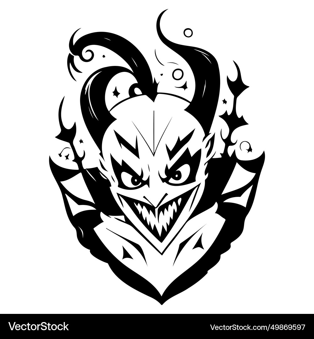 Halloween jester scary sketch hand draw Royalty Free Vector