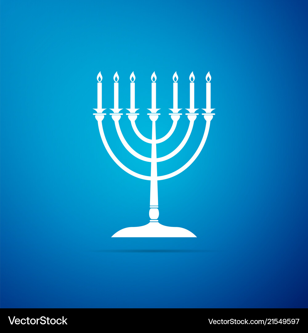 Hanukkah icon isolated on blue background Vector Image