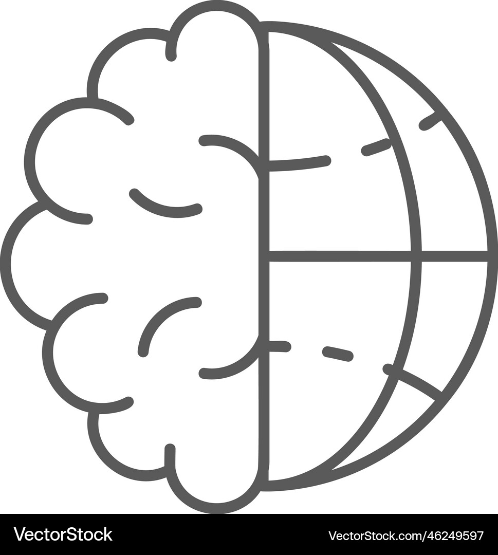 Human brain with globe earth lineal icon global Vector Image
