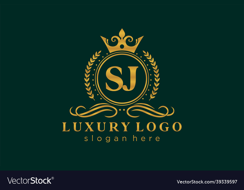 Initial sj letter royal luxury logo template Vector Image