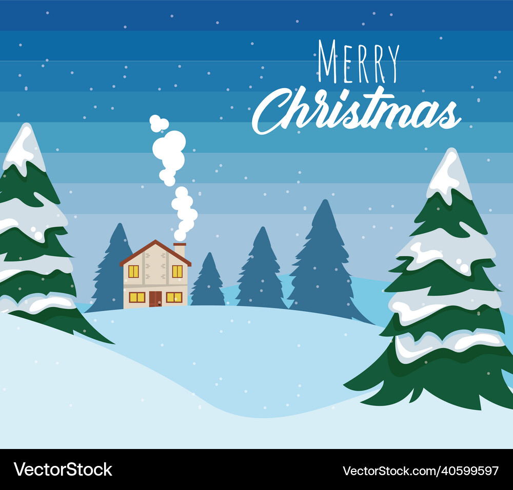Merry christmas winter snowscape Royalty Free Vector Image