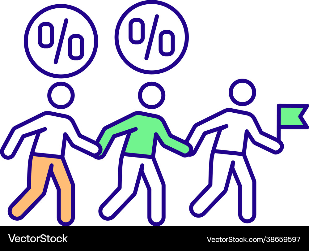 Refer-a-friend program rgb color icon Royalty Free Vector