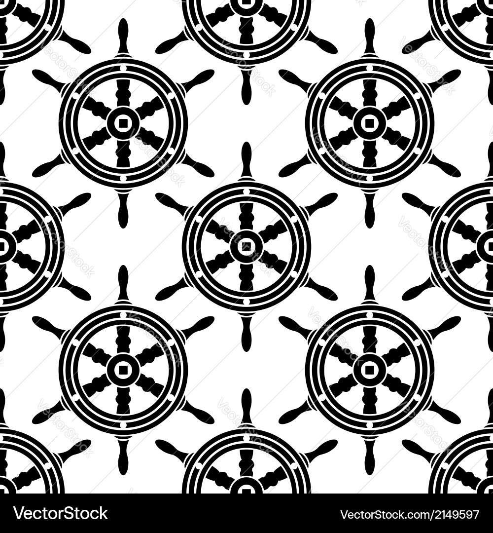 Seamless pattern of antique ships wheel Royalty Free Vector