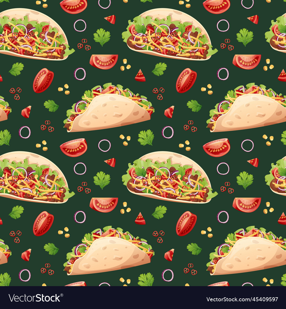 Seamless pattern with tacos texture Royalty Free Vector