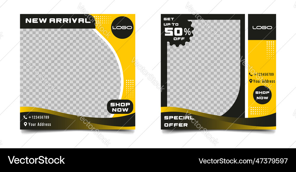 Set of editable post banner design template Vector Image