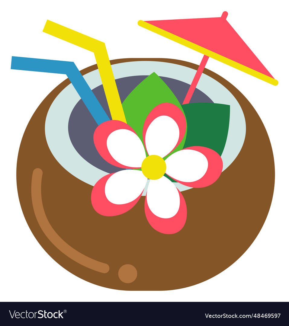 Tropical cocktail in coconut resort vacation Vector Image
