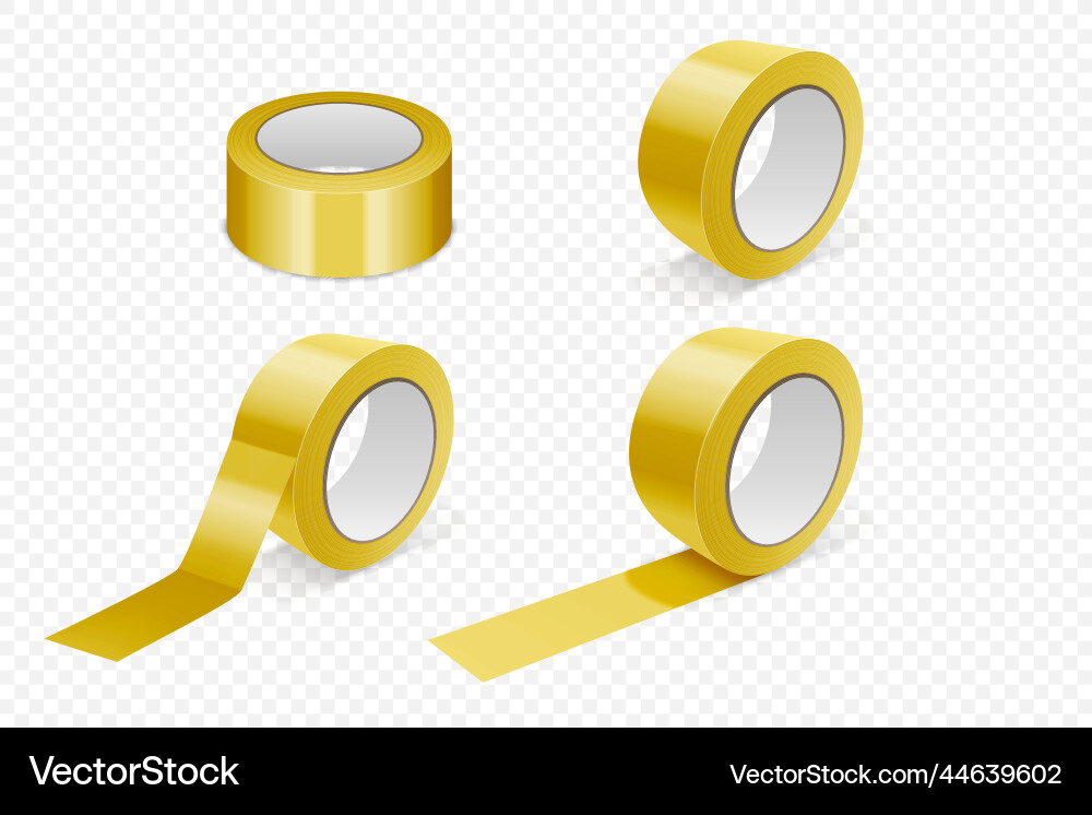 3d realistic glossy yellow tape roll icon Vector Image