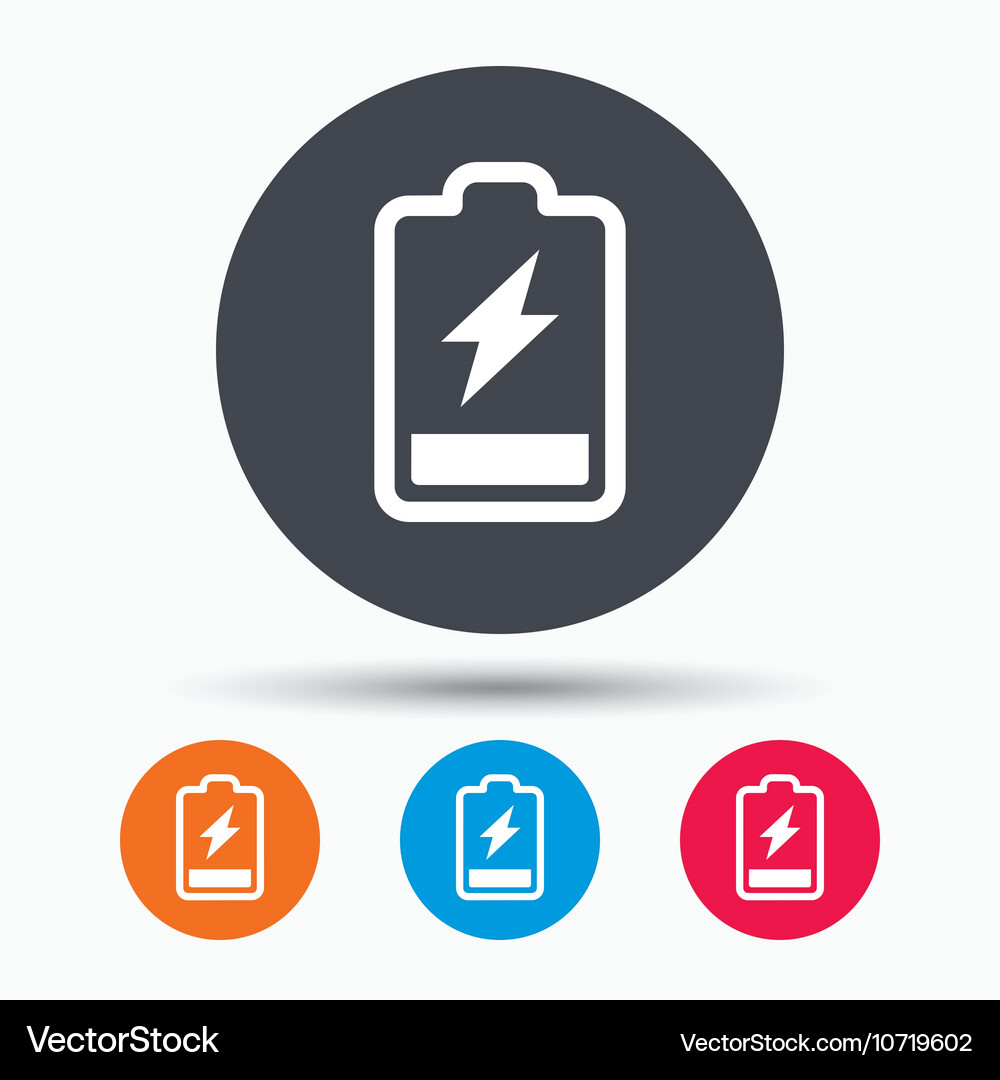 Battery power icon charging accumulator sign Vector Image