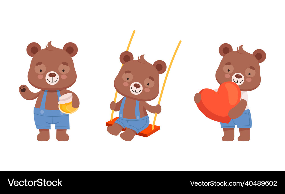 Cute teddy bear character holding honey jar Vector Image