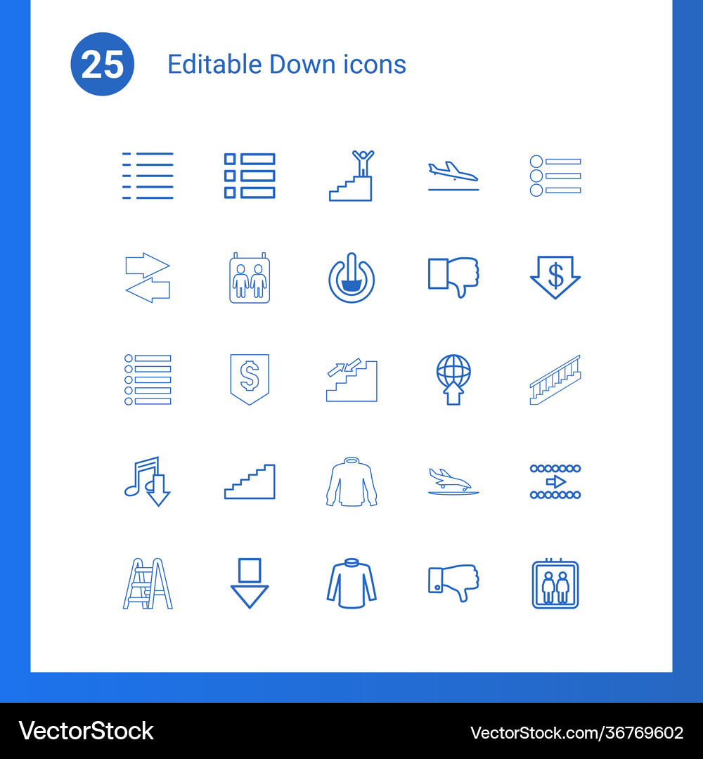 Down icons Royalty Free Vector Image - VectorStock