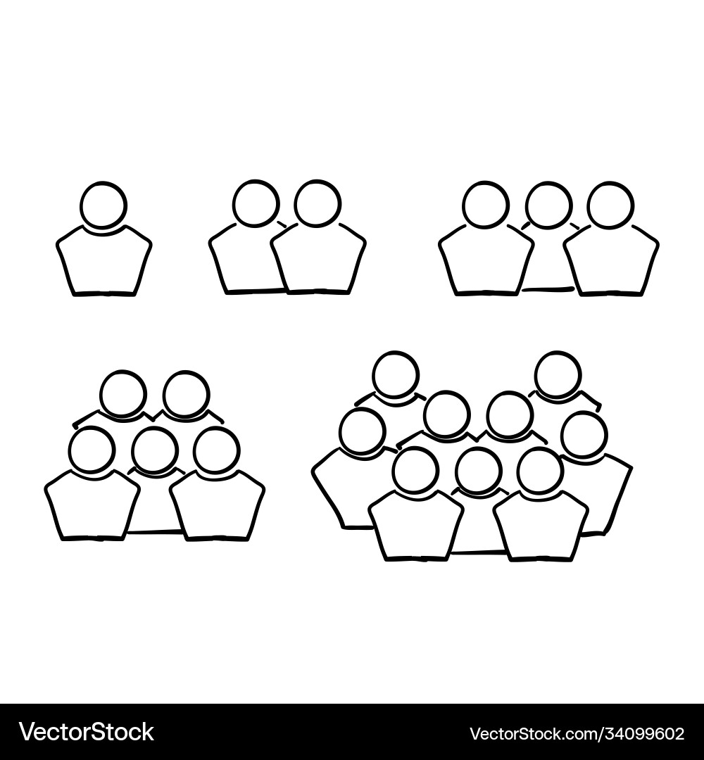 Hand drawn people icon set in trendy doodle style Vector Image