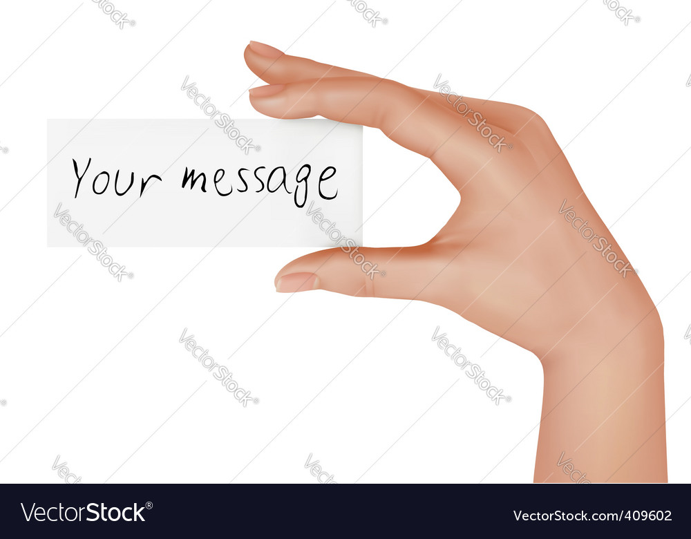 Hand with message Royalty Free Vector Image - VectorStock