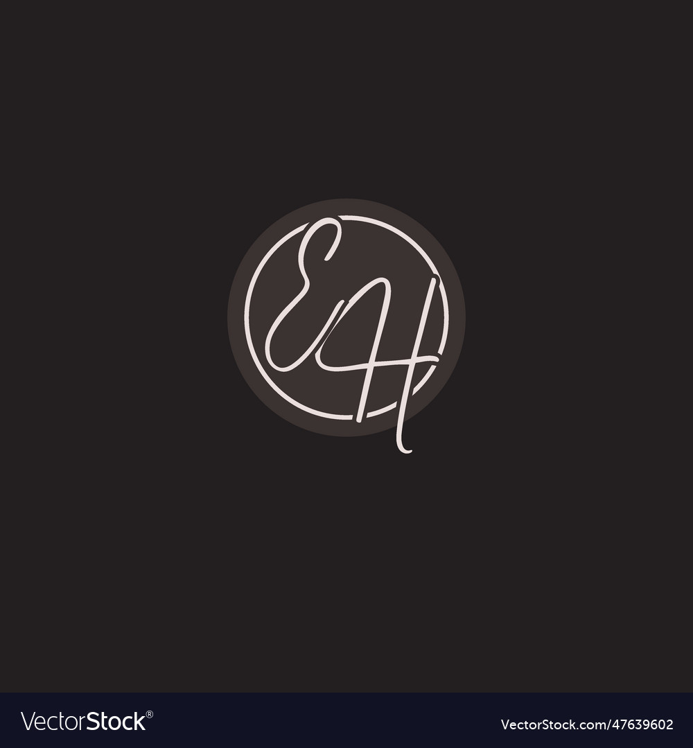Initials eh logo monogram with simple circle line Vector Image