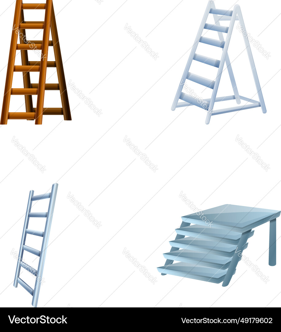 Ladder icons set cartoon step Royalty Free Vector Image