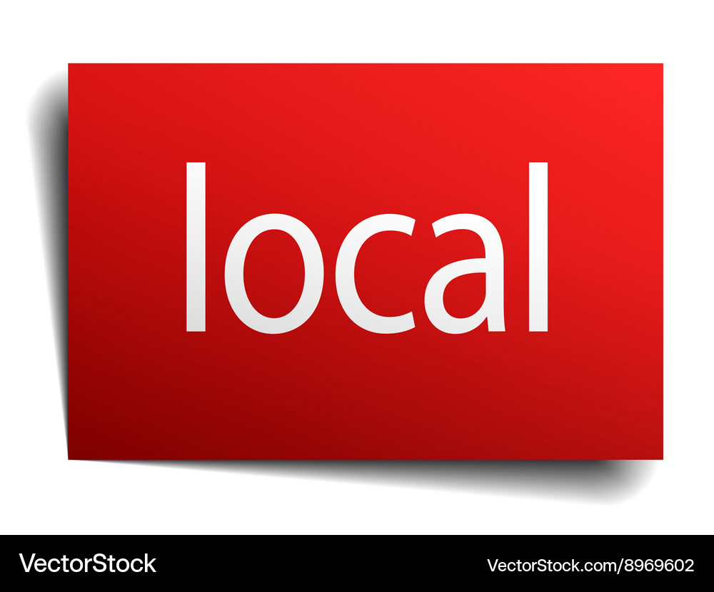 Local red square isolated paper sign on white Vector Image