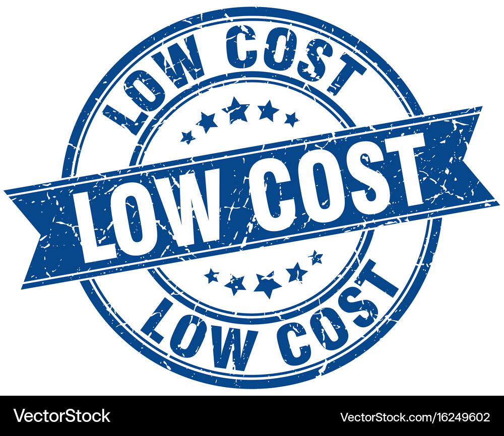 Low cost round grunge ribbon stamp Royalty Free Vector Image