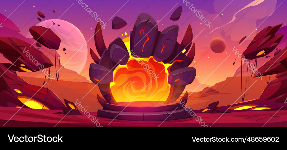 Magic fantasy game door to hell cartoon Royalty Free Vector