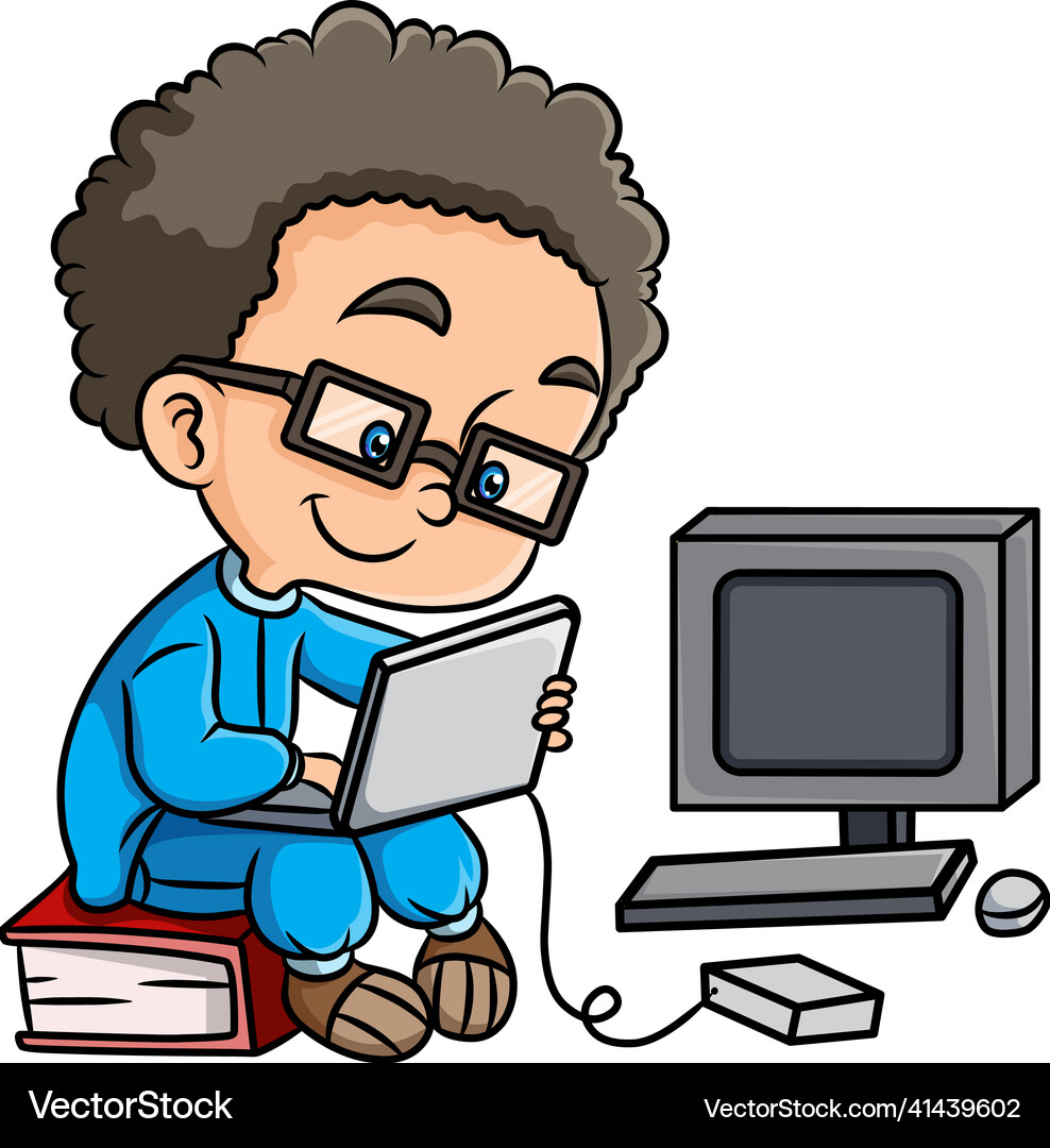 Programmer is doing the coding in the laptop Vector Image