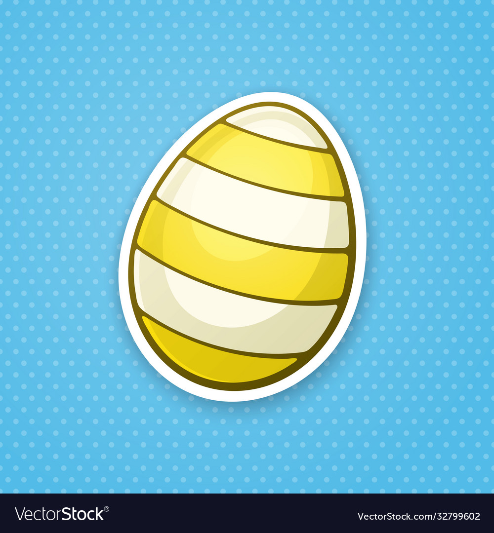 Sticker yellow easter egg with stripped pattern Vector Image