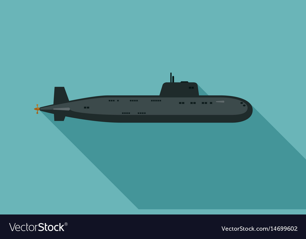 Submarine with long shadow Royalty Free Vector Image Submarine with long shadow Royalty Free Vector Image