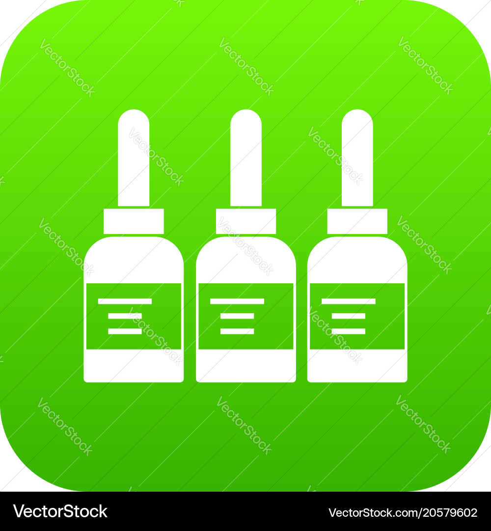 Three tattoo ink bottles icon digital green Vector Image
