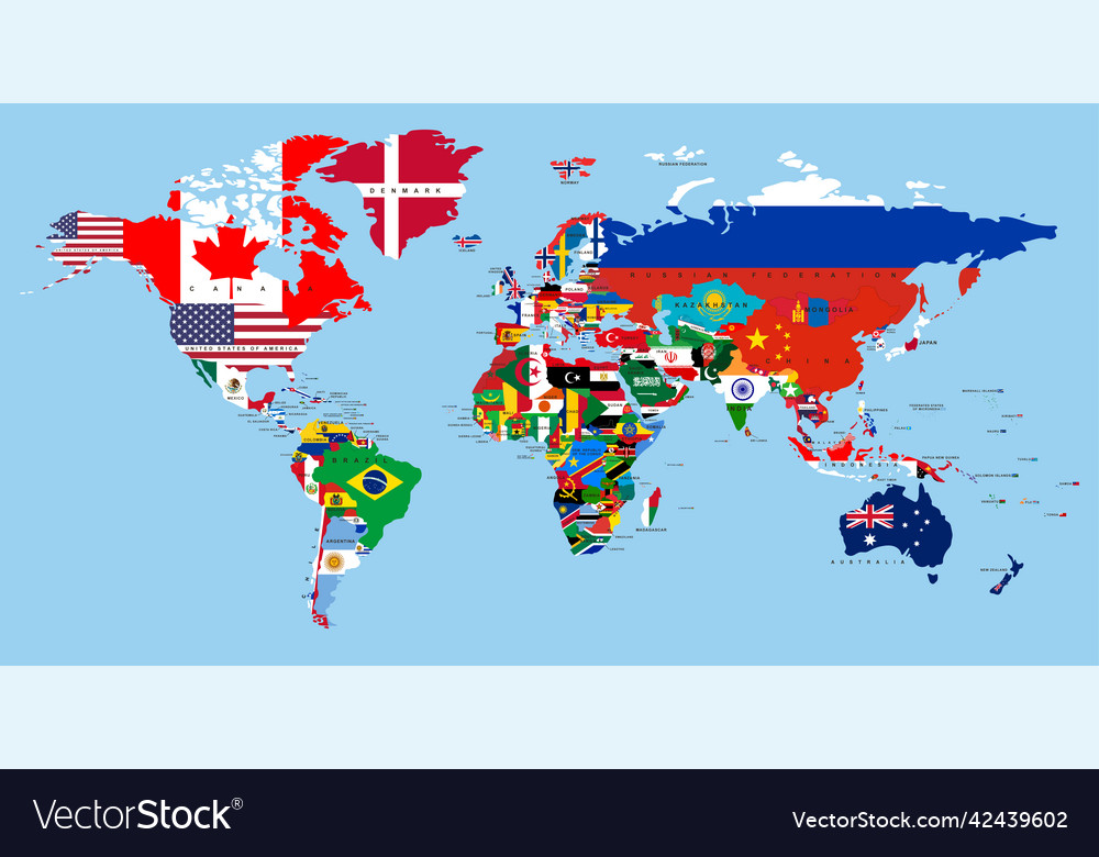 World Map Atlas Flag World Map With Flags Vectors & Illustrations For